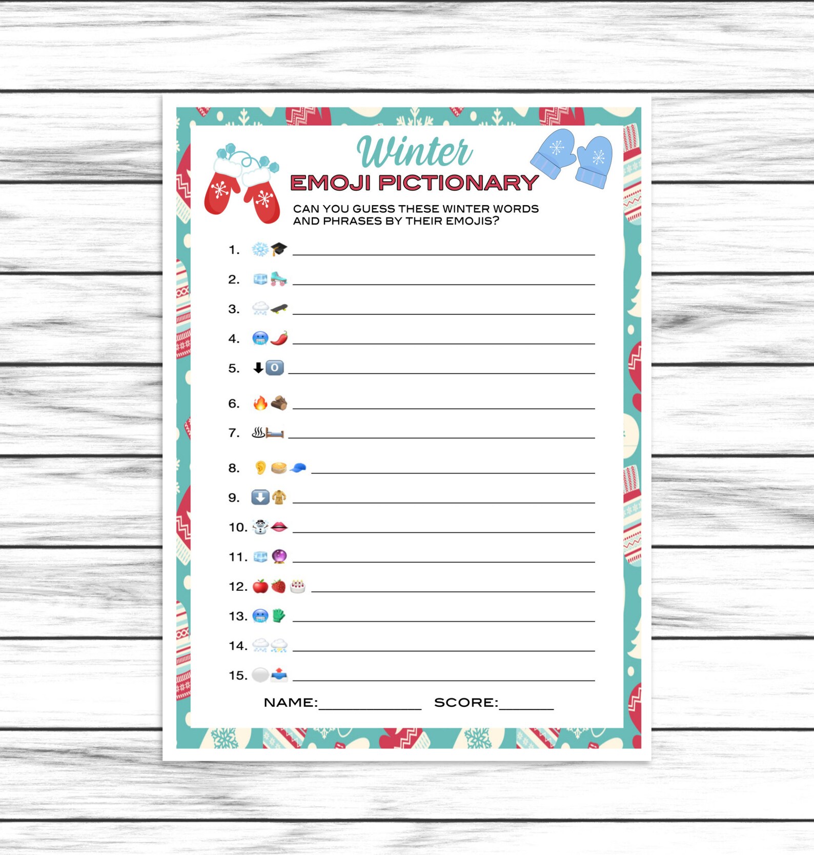Winter Emoji Game Emoji Pictionary Party Game Emoji Game - Etsy Canada