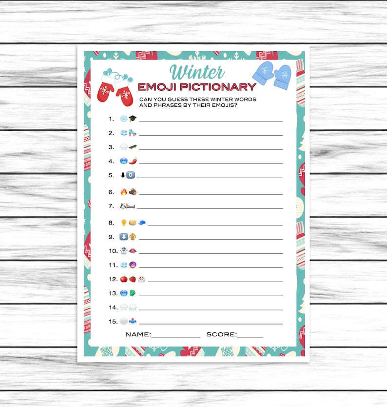 Winter Emoji Game Emoji Pictionary Party Game Emoji Game - Etsy Canada