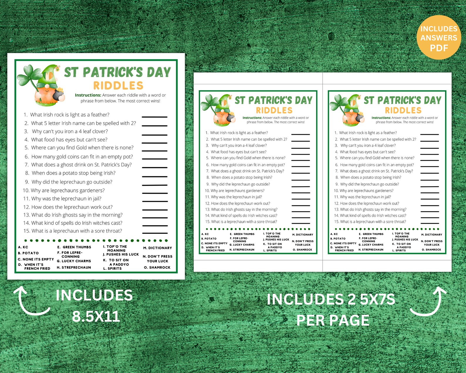 St Patricks Day Riddles Printable Game | St Paddys Office Classroom ...