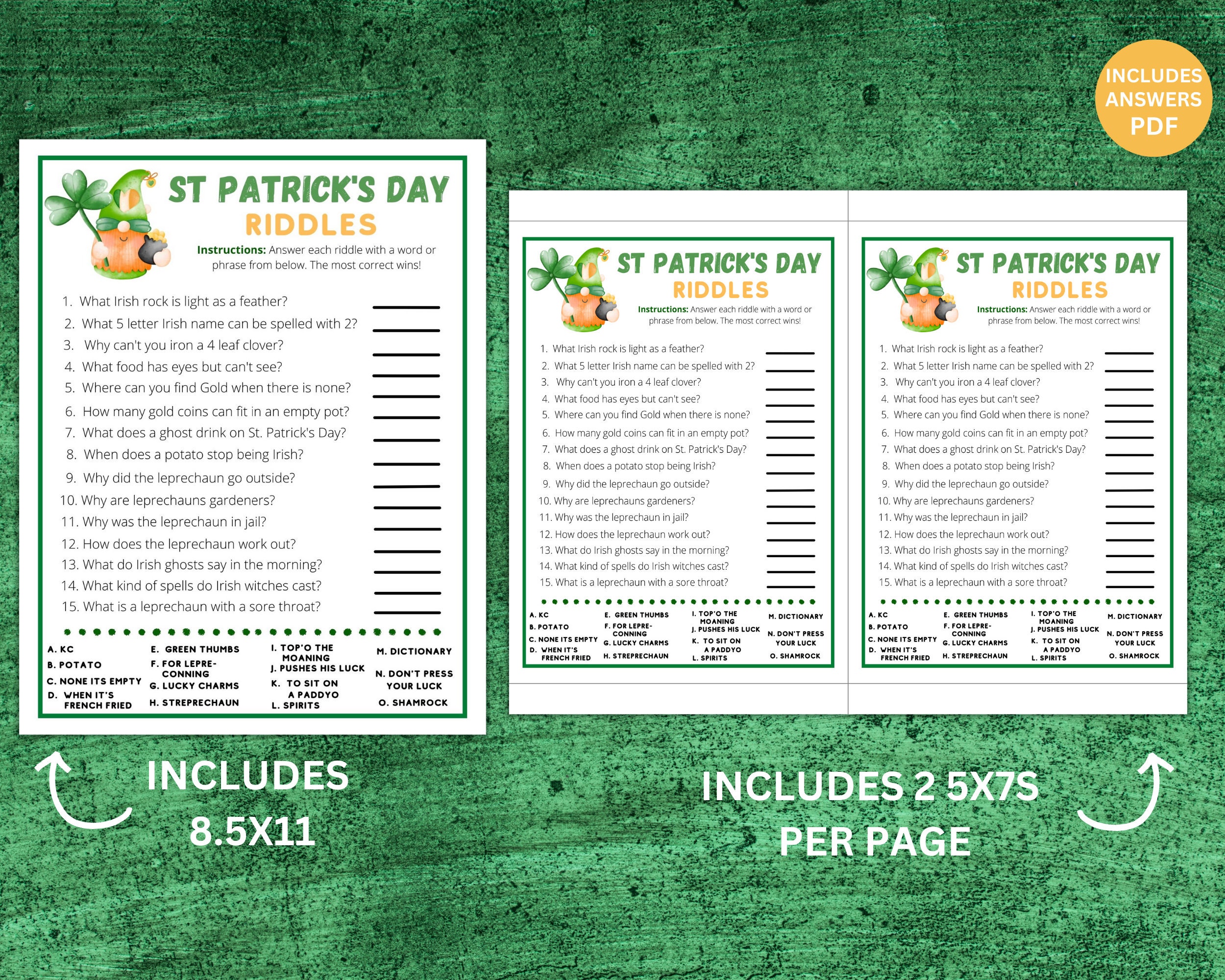 St Patricks Day Riddles Printable Game | St Paddys Office Classroom ...
