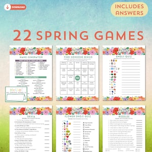 Spring Break Printable Games Mega Bundle With Answers | Flowers Emoji ...
