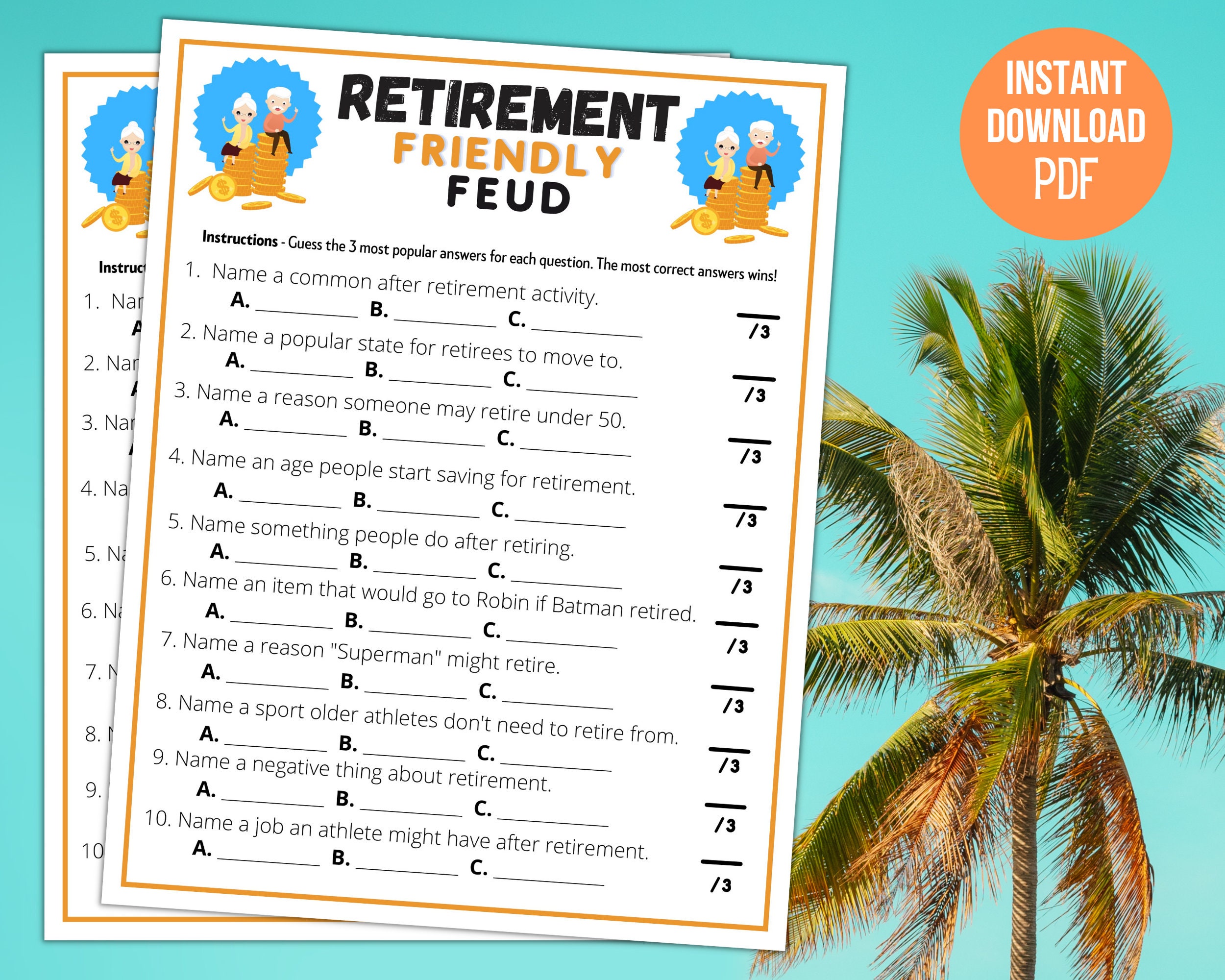 Retirement Party Game | Retirement Trivia Game | Fun Friendly Feud ...