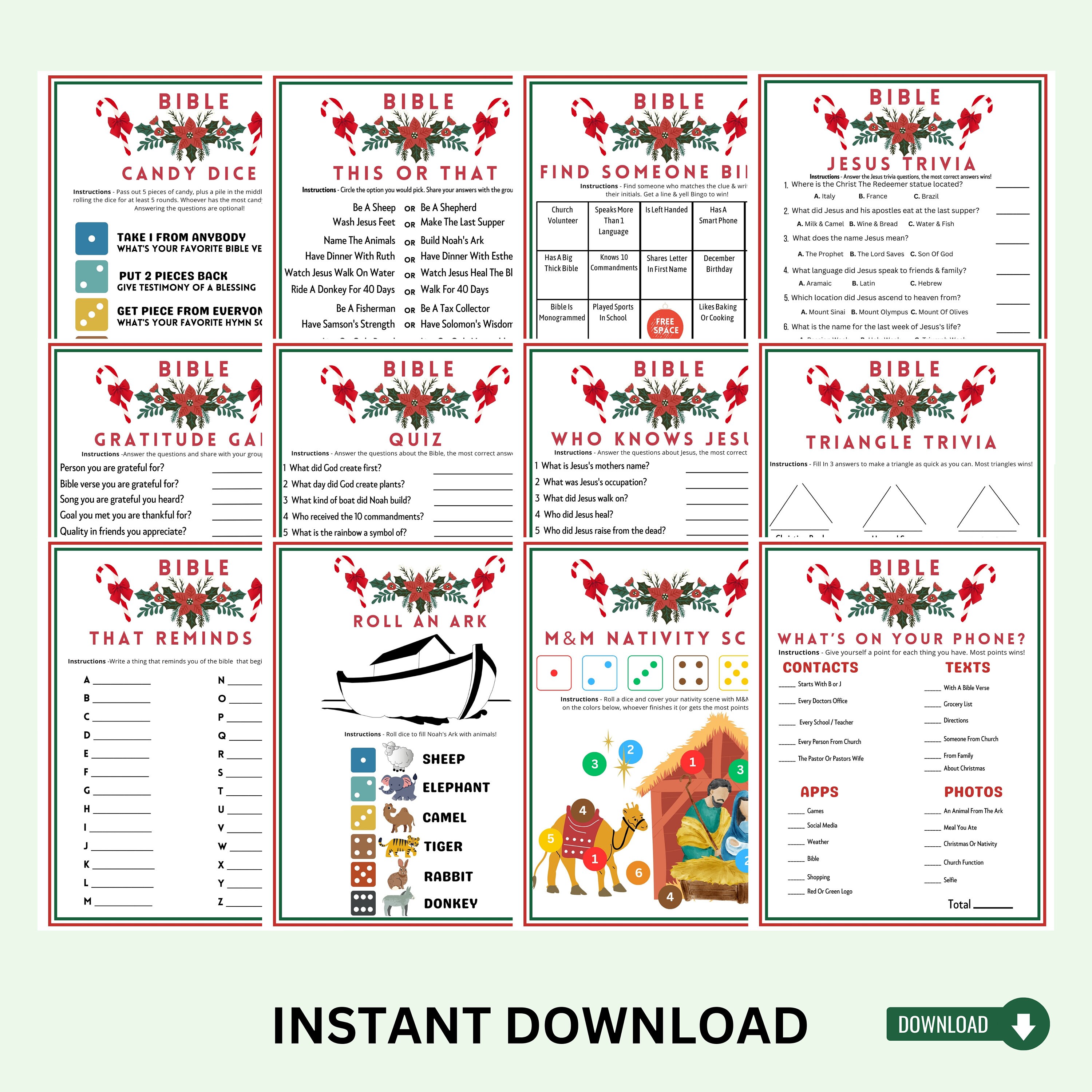 Church Christmas Party Bible Games | Editable Holiday Nativity Games ...