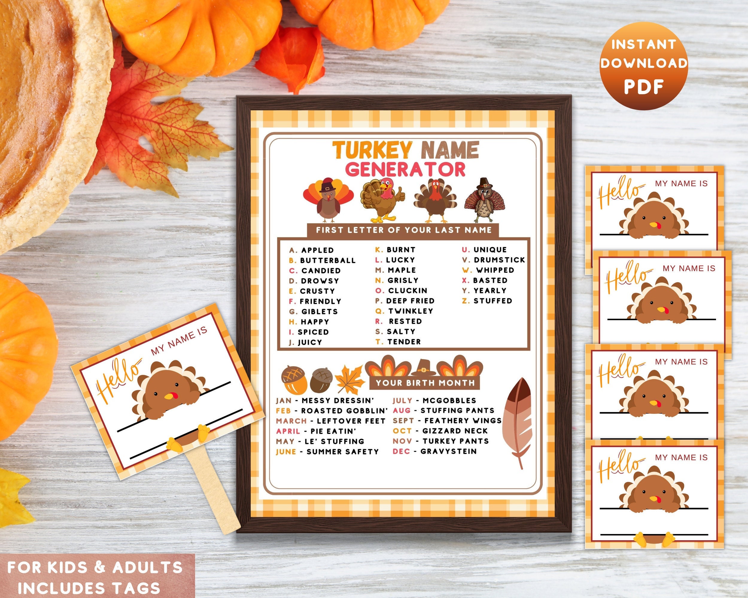 Thanksgiving Name Tags For Kids