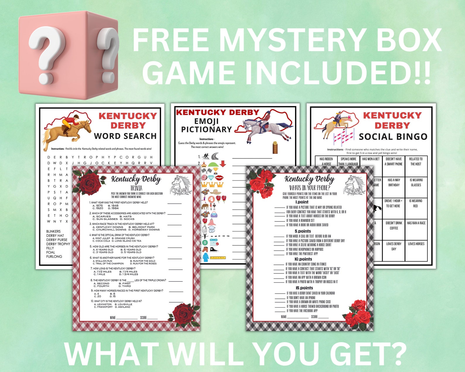Kentucky Derby Emoji Pictionary Game | Triple Crown Party Games | Horse ...