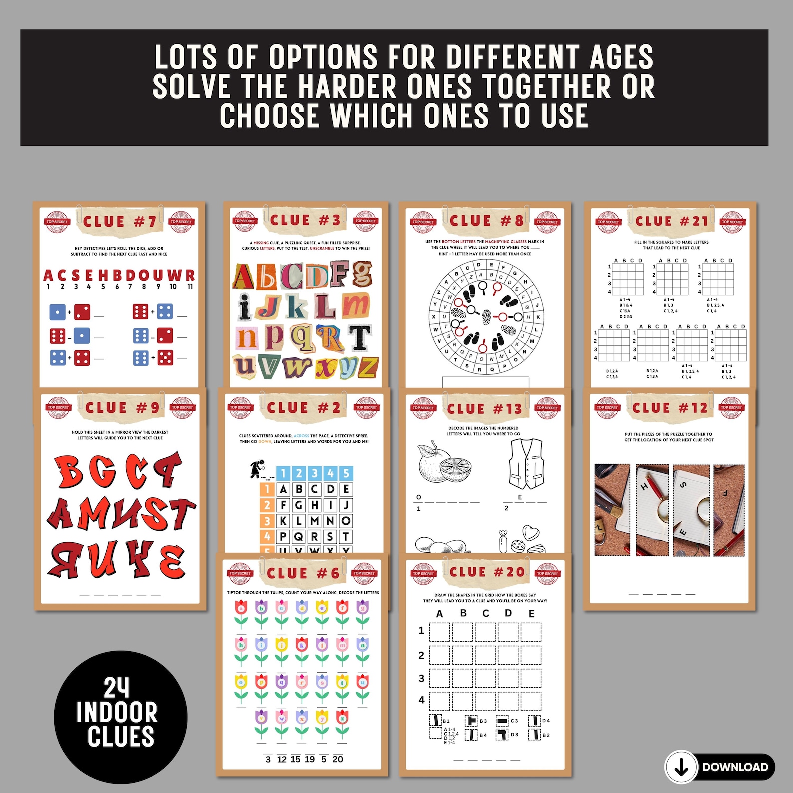 Printable Detective Scavenger Hunt for Older Kids | Birthday Top Secret ...