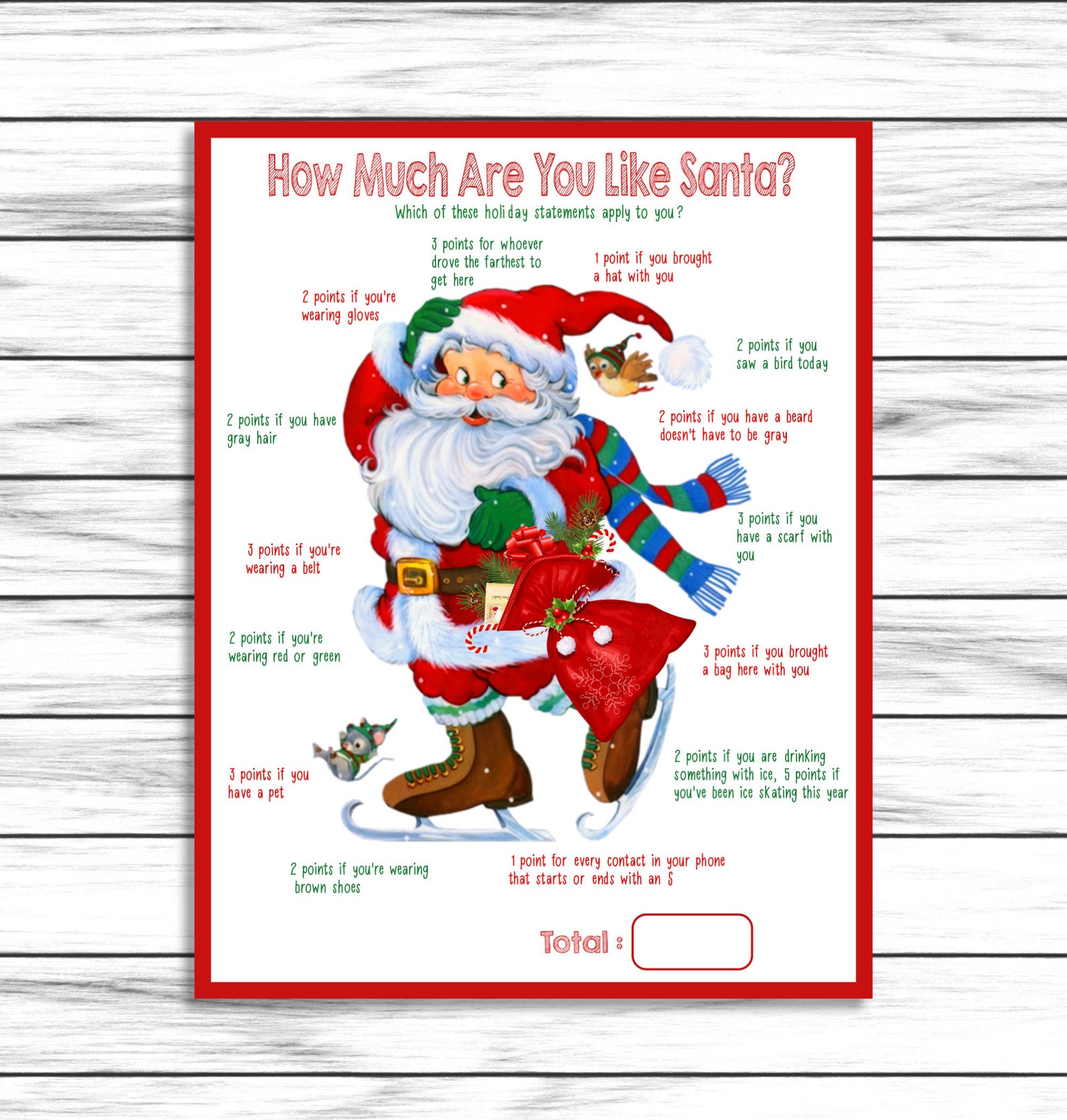 Christmas Game Santa Claus Game Christmas Party Game Xmas - Etsy