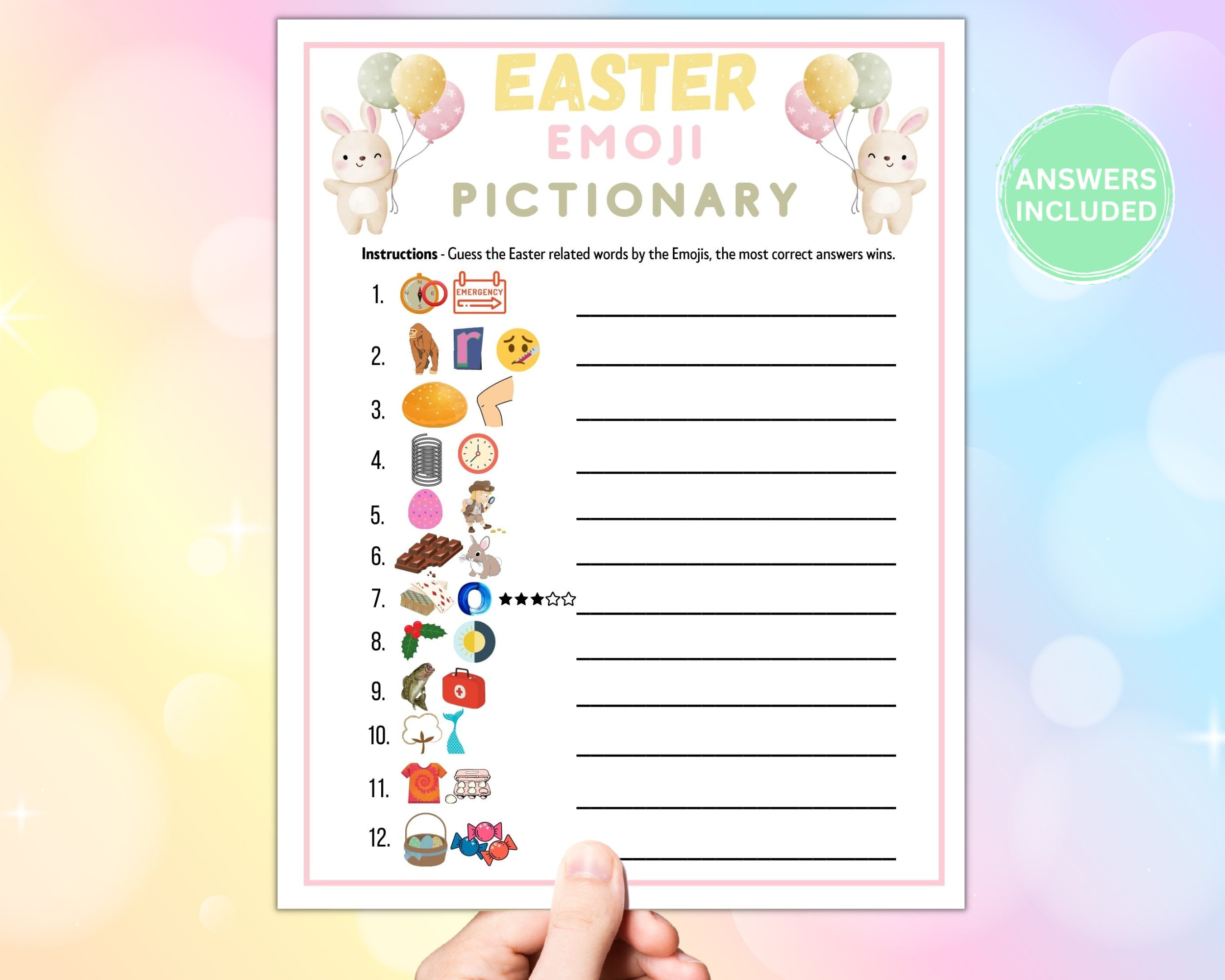 Easter Printable Emoji Pictionary Game Fun Family Activity - Etsy UK