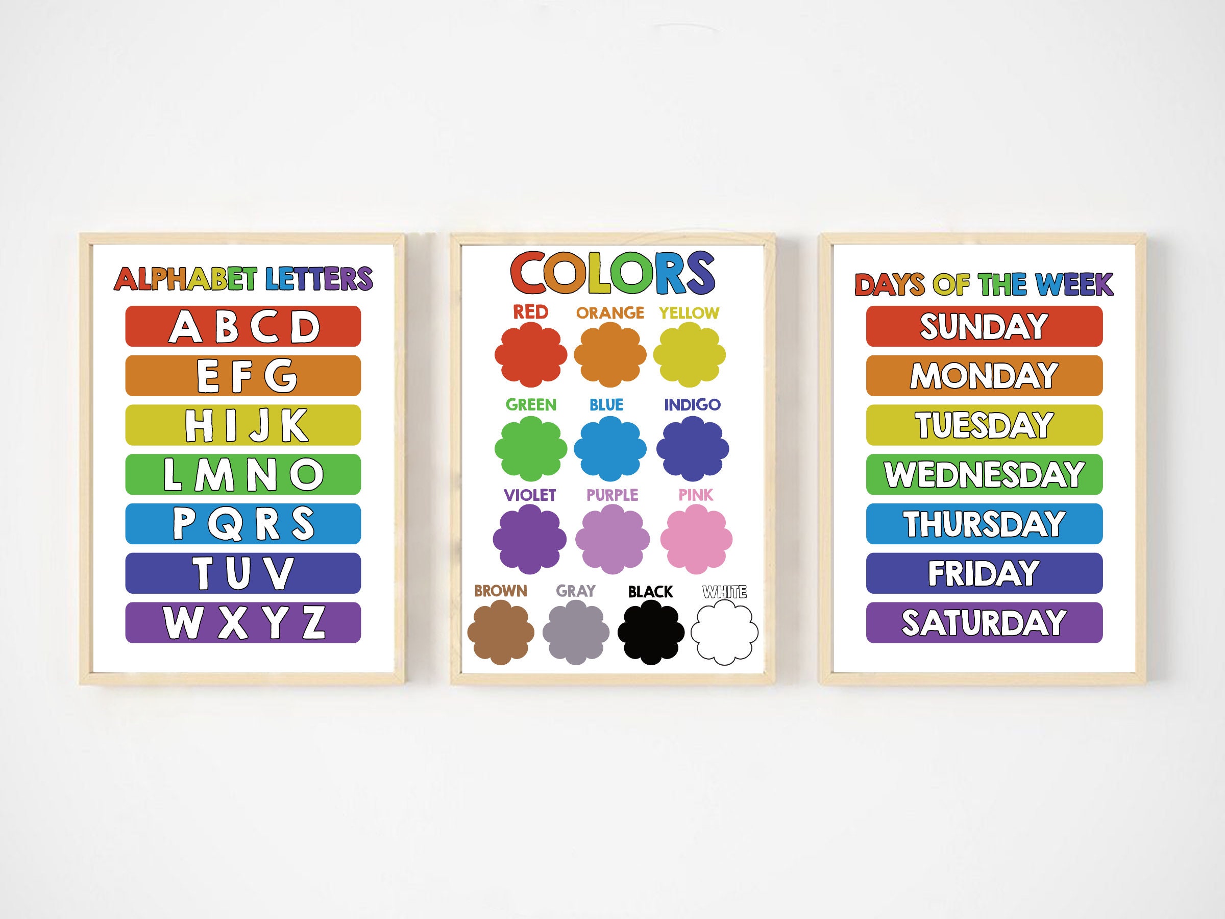 Kids Learning Education Poster Bundle Rainbow Colors - Etsy
