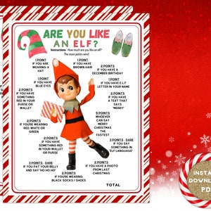 Christmas Party Elf Game, Funny Holiday Printable Group Game Xmas Party ...