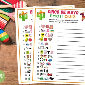 Printable Cinco De Mayo Game Emoji Pictionary Party Game | Emoji Quiz ...
