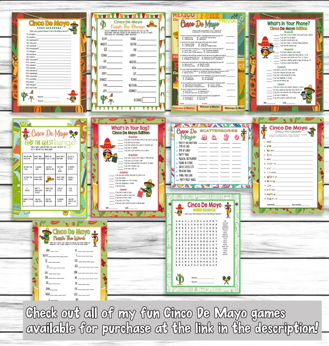 Cinco De Mayo Games Cinco De Mayo Party Games Trivia - Etsy