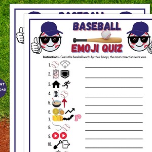 Printable Baseball Emoji Pictionary Team Party Game | World Series Quiz ...