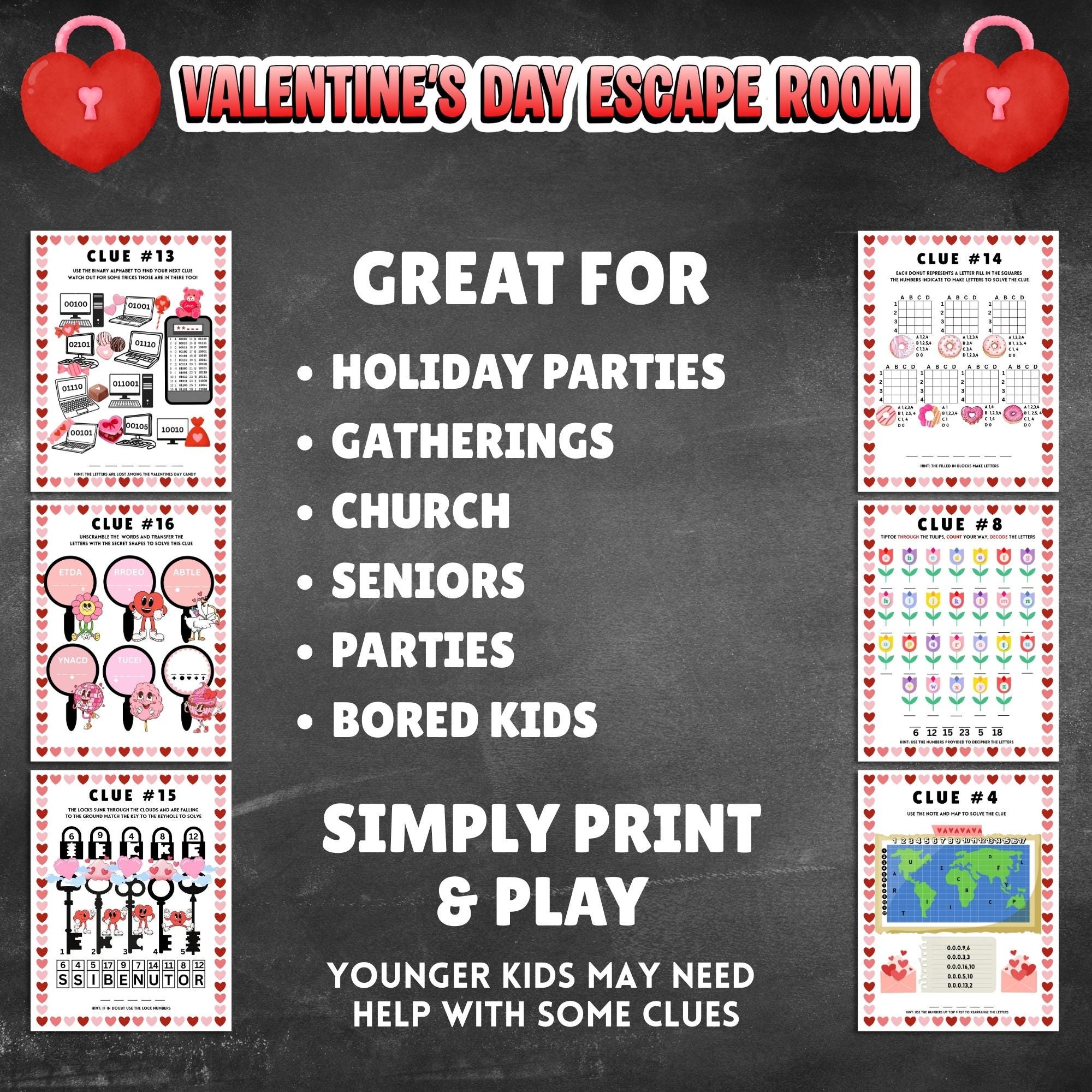 Junior Detective Valentine Escape Room | 18 Clue Mystery Game for Kids ...