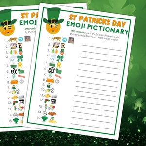 St Patricks Day Game, Emoji Pictionary, St Patricks Day Party Game ...