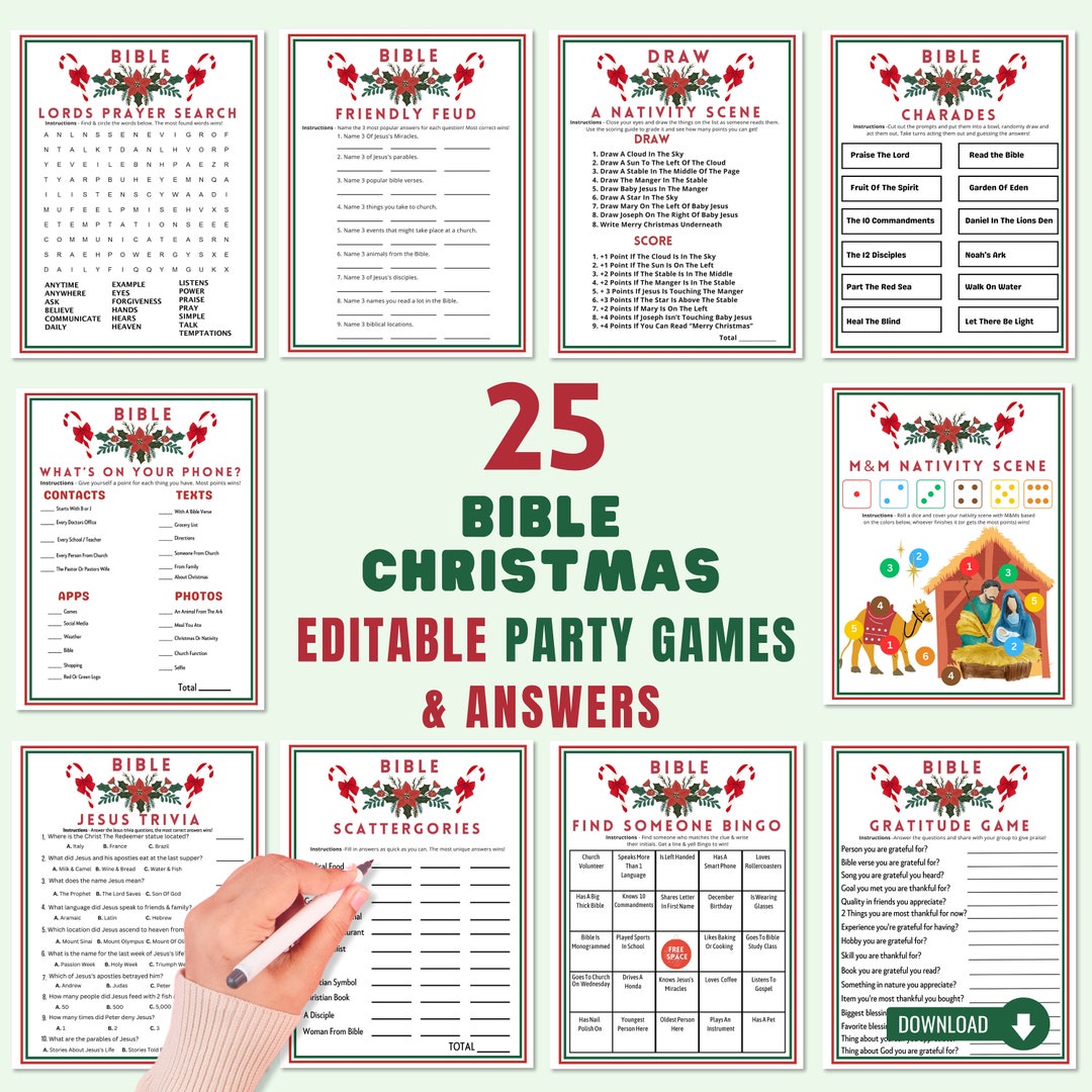 Buy Church Christmas Party Bible Games Editable Holiday Nativity Games ...