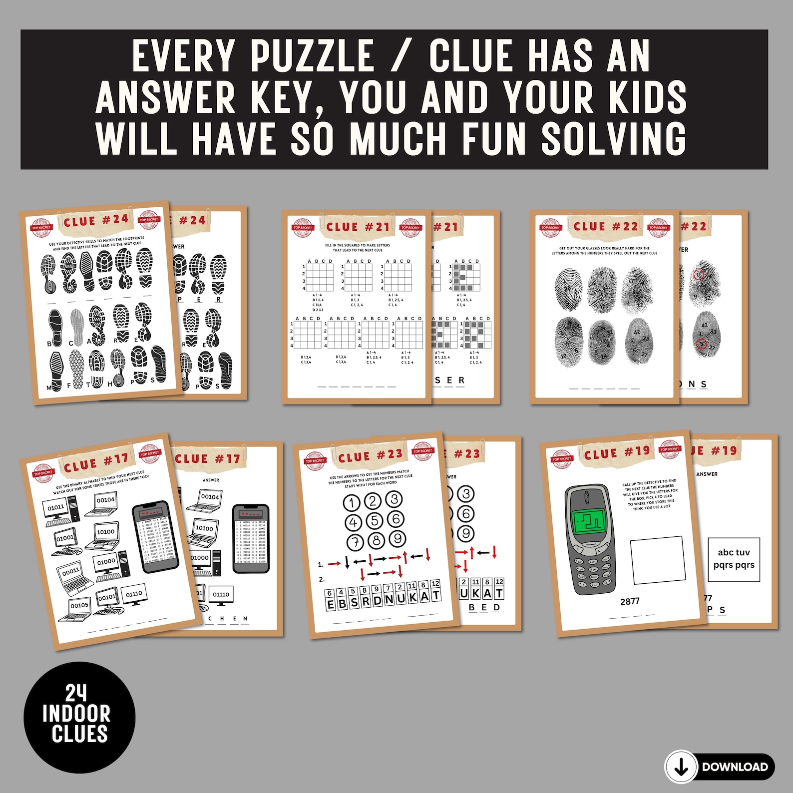 Printable Detective Scavenger Hunt for Older Kids | Birthday Top Secret ...
