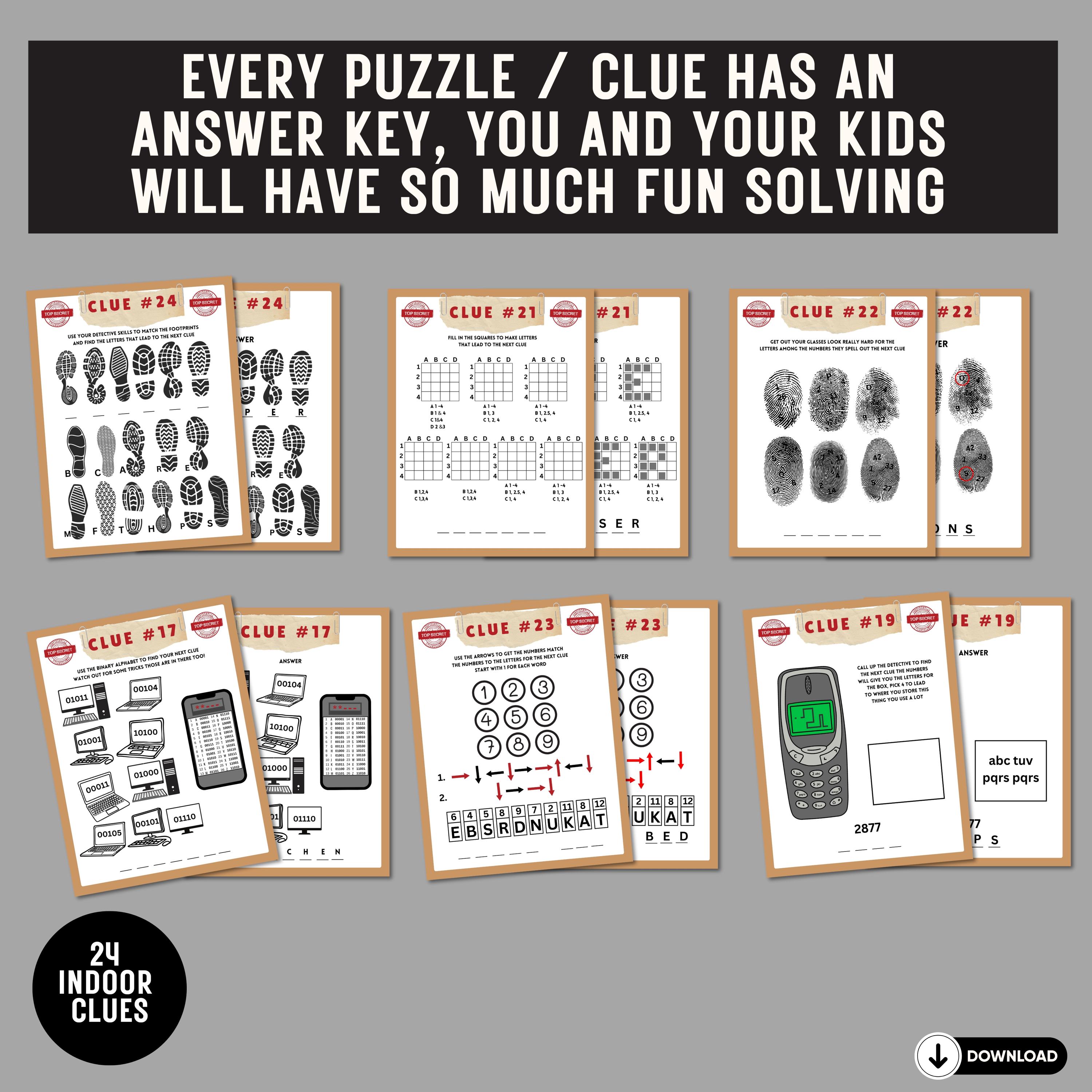 Printable Detective Scavenger Hunt for Older Kids | Birthday Top Secret ...