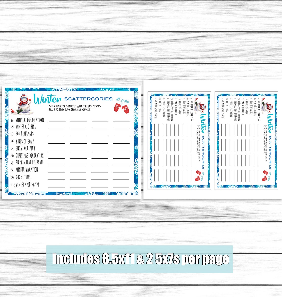 Winter Fun Games Winter Party Games Trivia Scattergories - Etsy