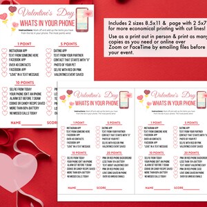 Valentines Day Whats in Your Phone Game, Virtual or Printable V-day ...