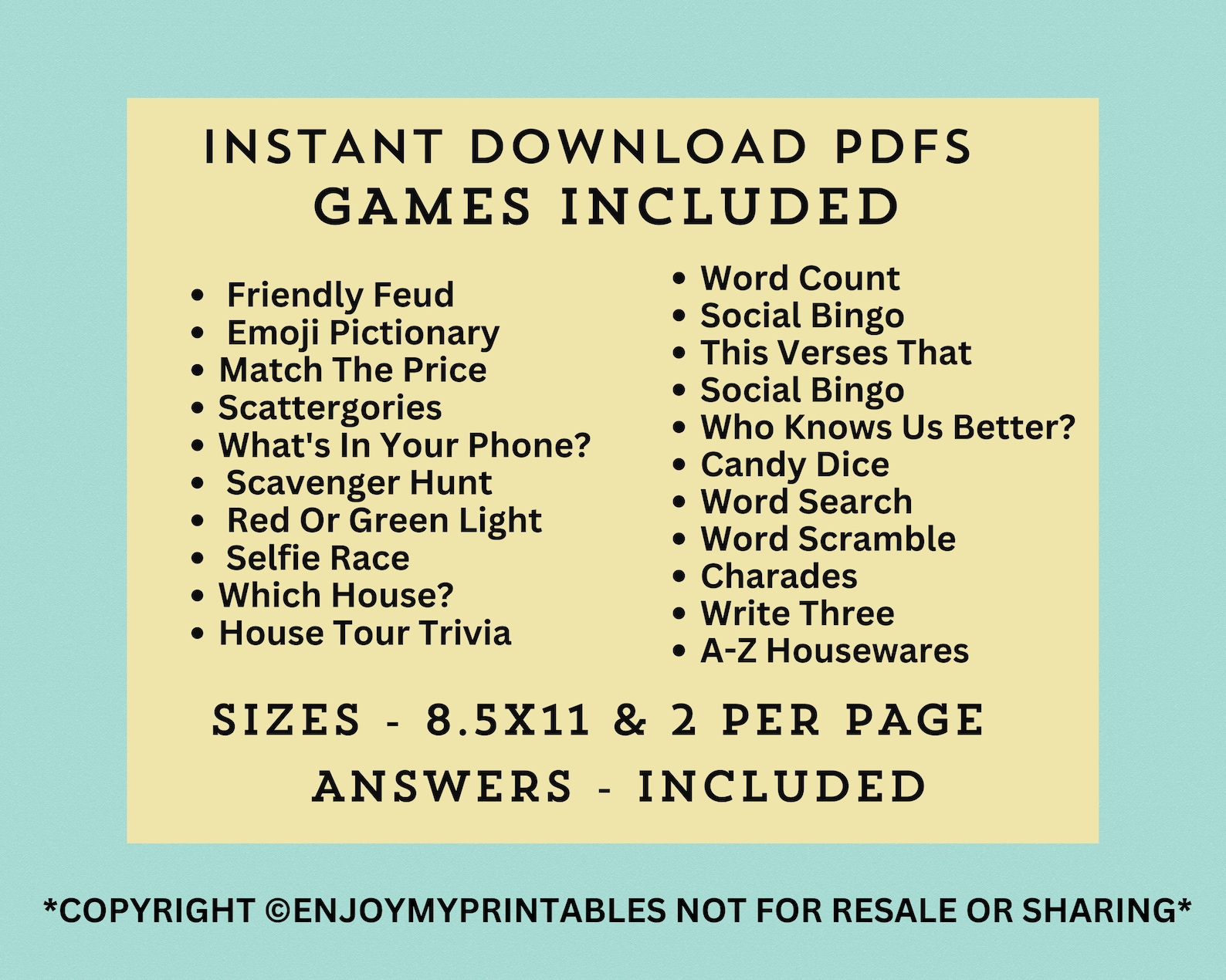 Printable Housewarming Party Games | New Home Game Bundle | Moving ...