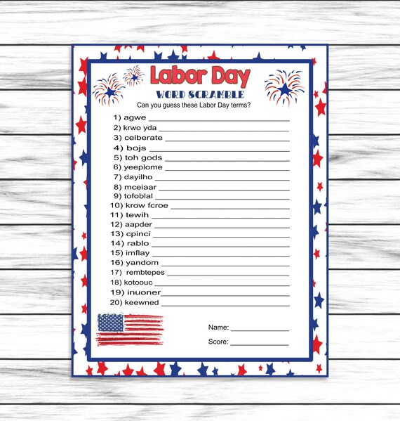 Labor Day Word Scramble Party Game Word Game for Adults | Etsy