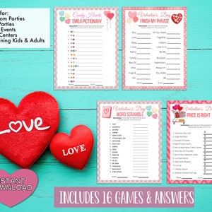 Valentines Day Fun Party Games Bundle | Classroom Office Party Kids ...