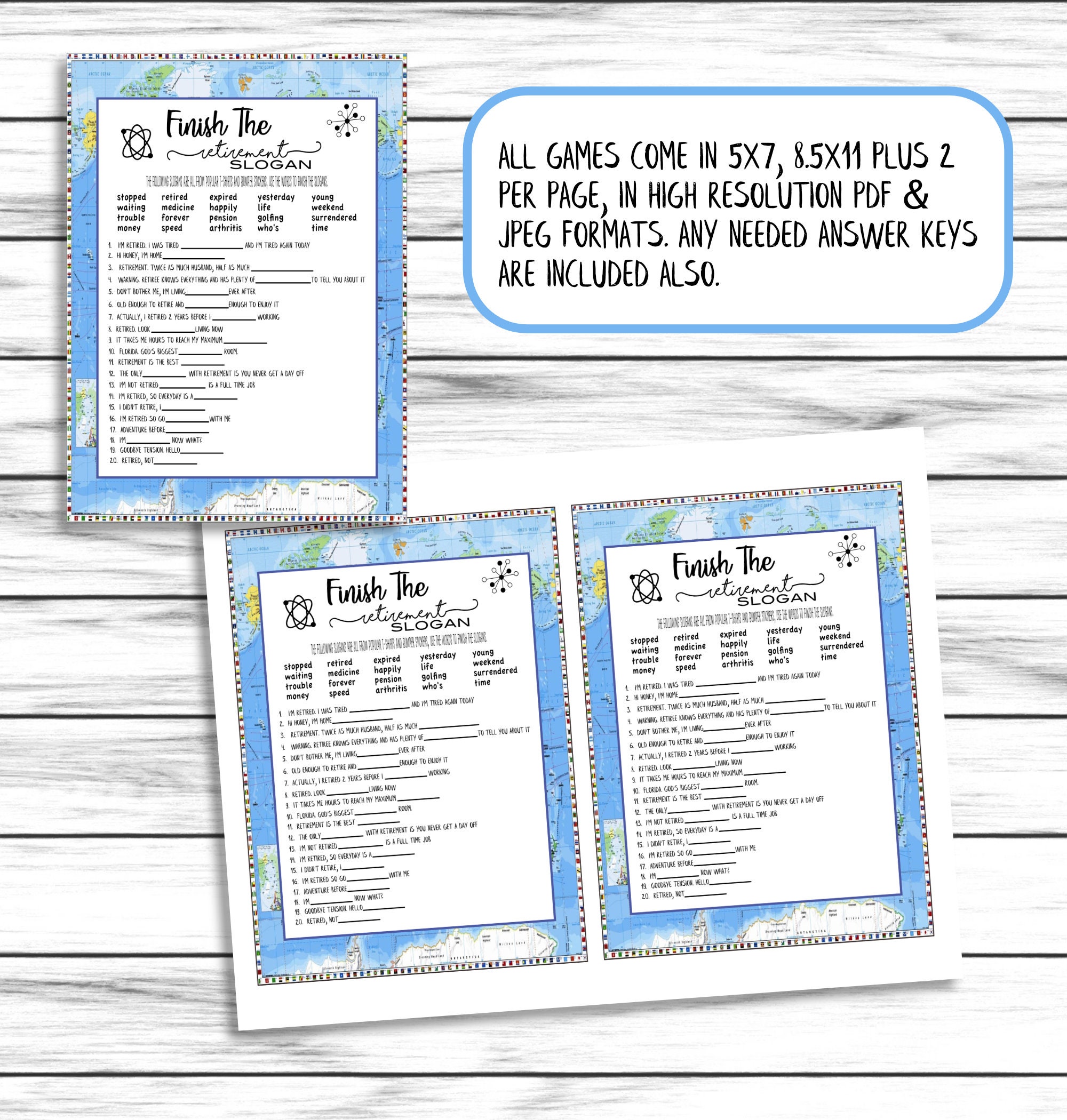 Virtual Retirement Games Retirement Party Retiree - Etsy Canada