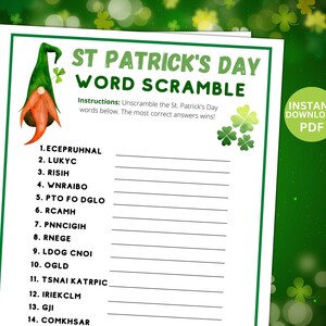 St Patricks Day Word Scramble | St Paddys Day Game | St Patricks Day ...