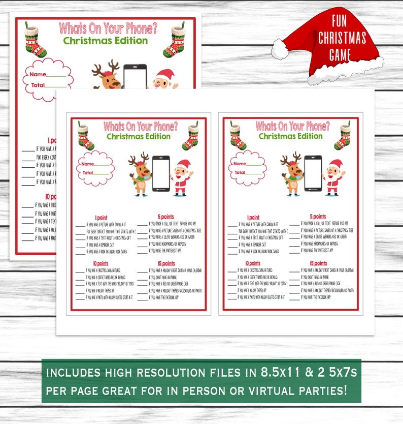 Christmas Whats in Your Phone Game, Printable or Virtual Holiday Party ...