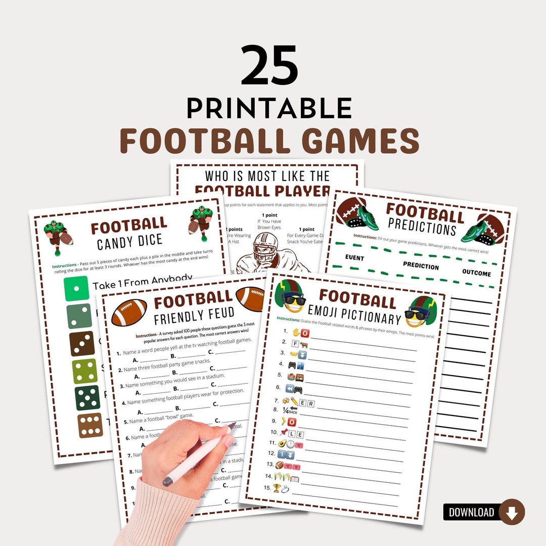 Printable Football Party Game Bundle | Kids & Adults Football Activity ...
