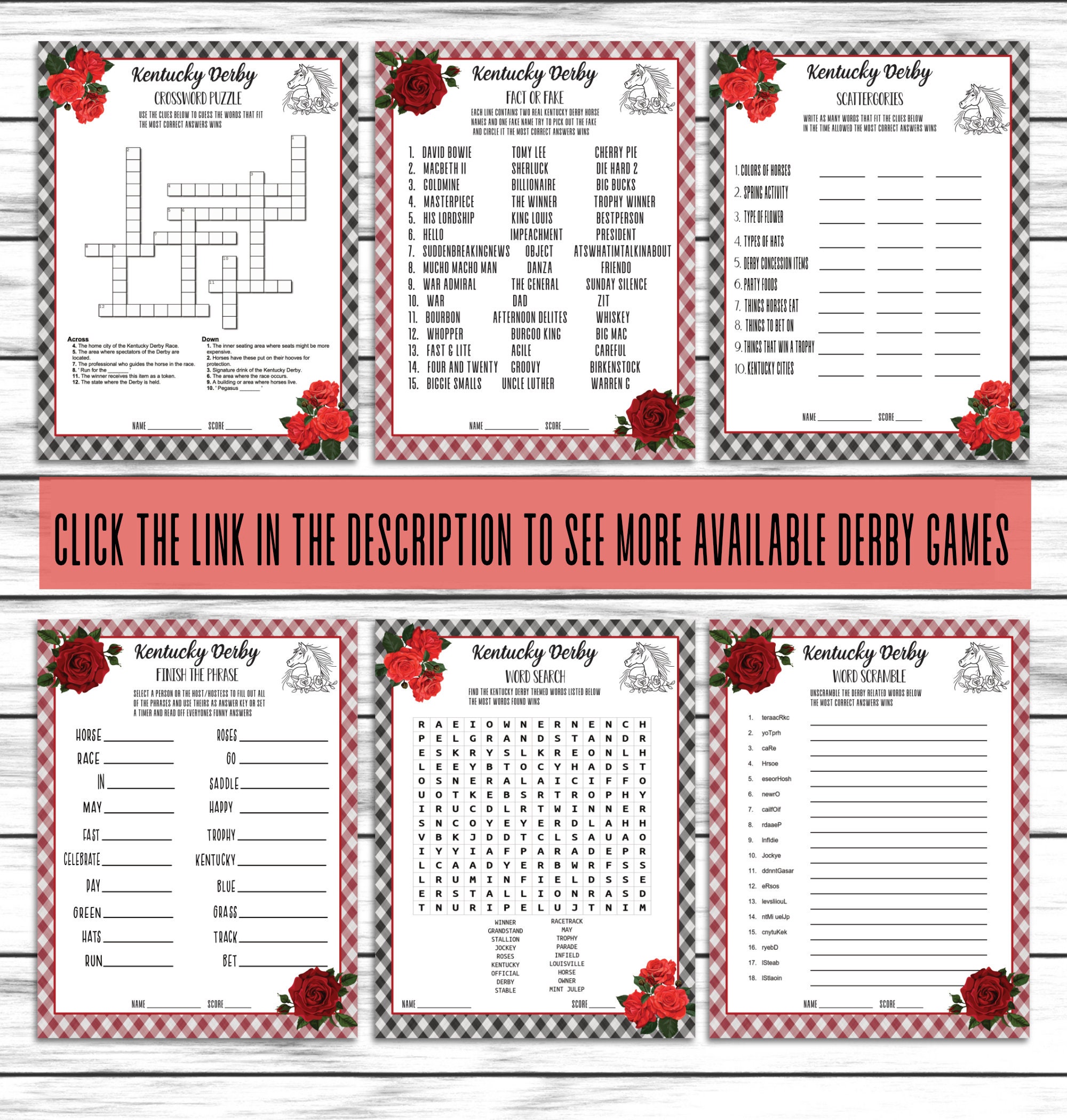 Kentucky Derby Emoji Pictionary Game | Triple Crown Party Games | Horse ...