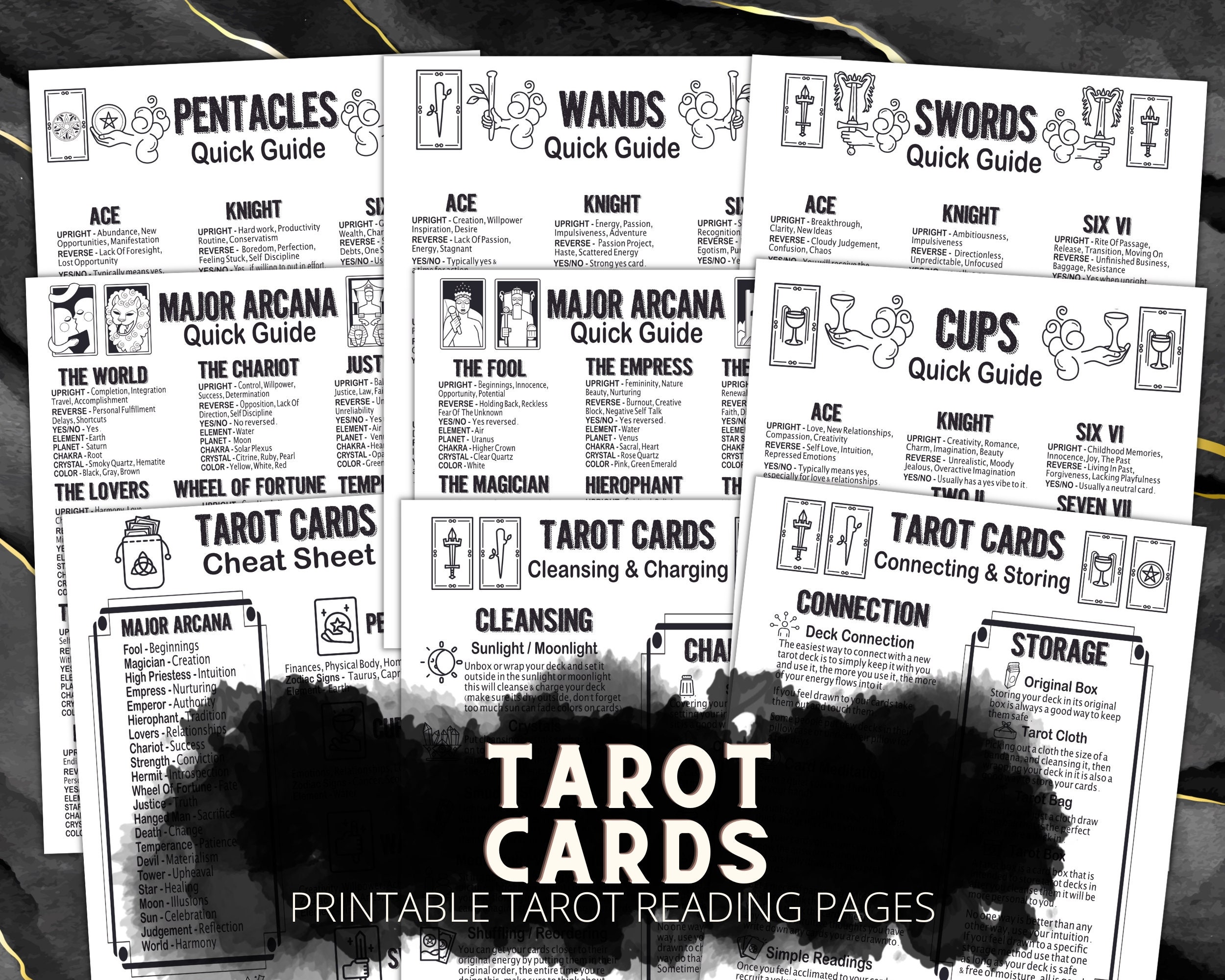 Printable Tarot Card Guide: Major & Minor Arcana, Book of Shadows (PDF ...