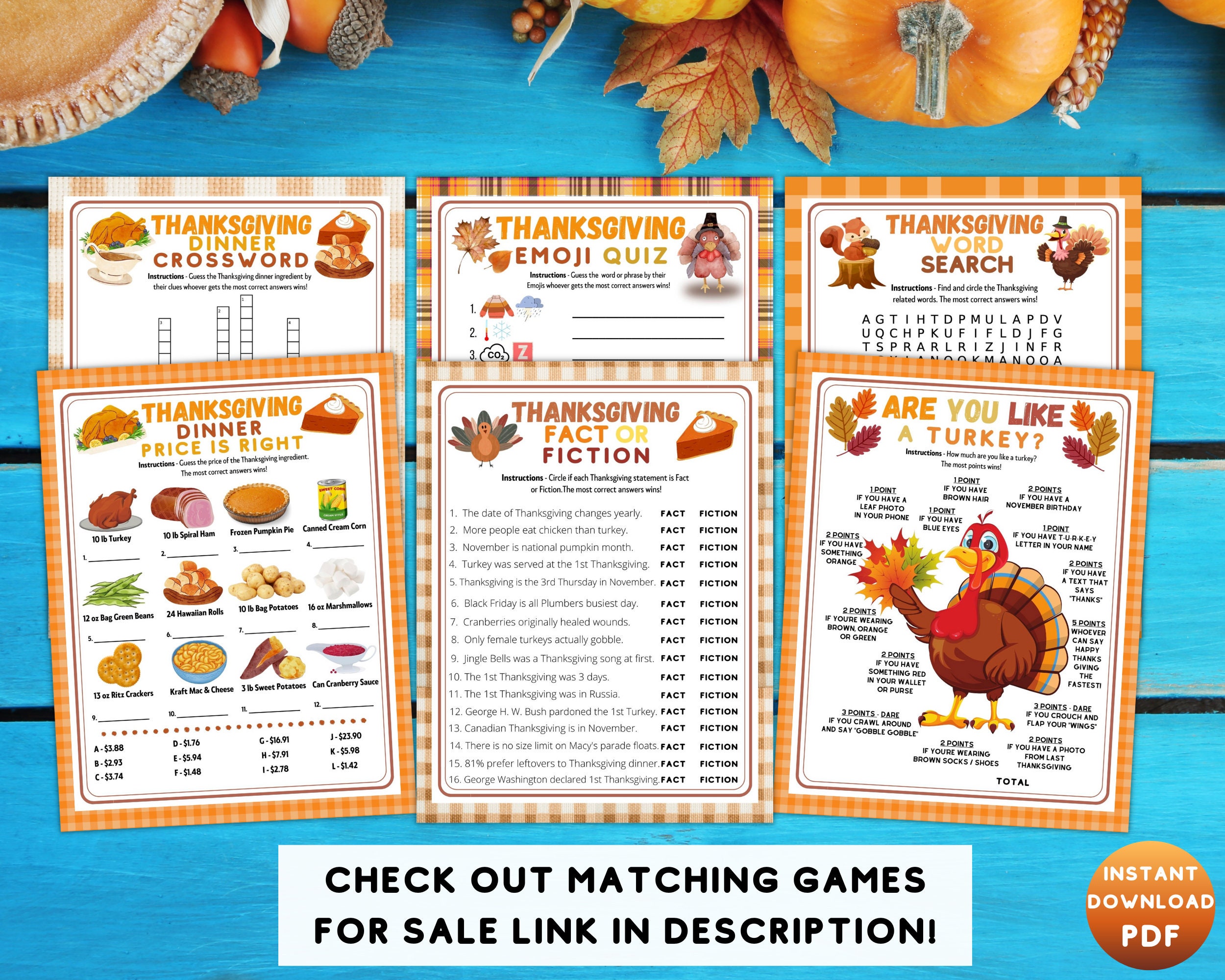 Thanksgiving Fact or Fiction Printable Trivia Game, Virtual Team ...