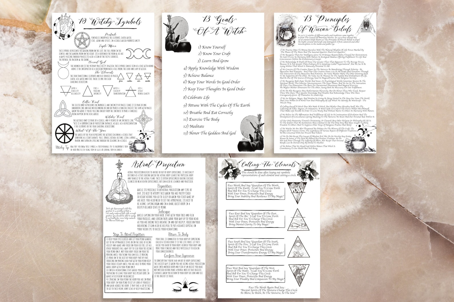 Witchcraft Basic Printable Grimoire Pages, Book of Shadows Pages ...