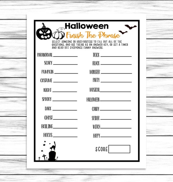 Halloween Finish the Phrase Game Virtual or Printable - Etsy