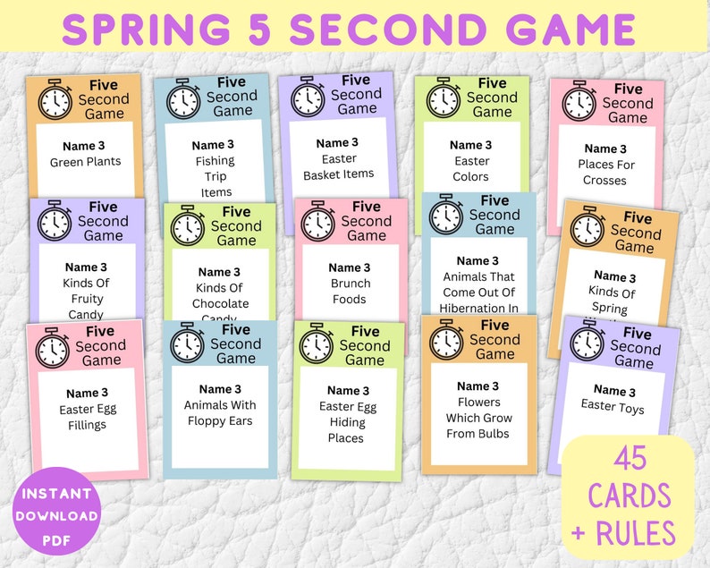 Printable Spring Think Fast Game Easter Activity for Kids - Etsy