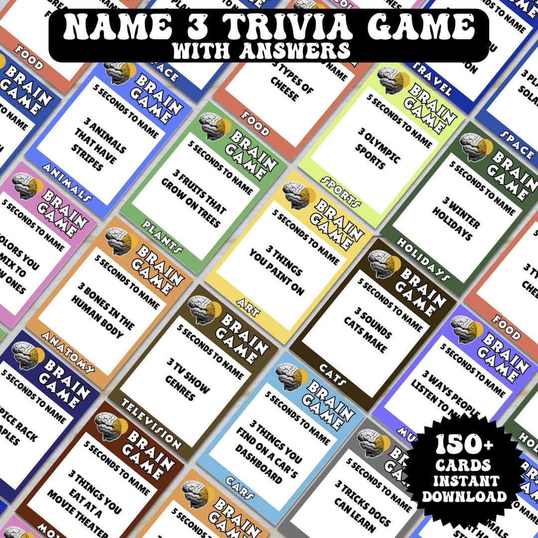Printable Name 3 Trivia Game | Fun Group Icebreaker for Adults, Teens ...