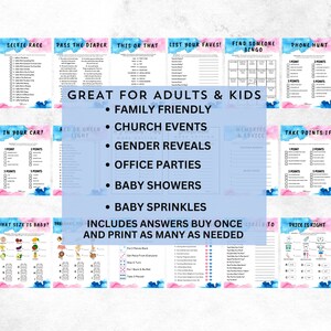 Editable Gender Reveal Games Bundle | Gender Reveal Party Ideas | Blue Pink Gender Reveal ...