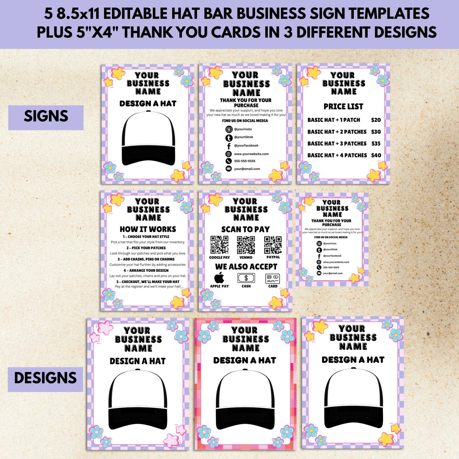 Trendy Trucker Hat Bar Canva Template | Editable Printable Design Your ...