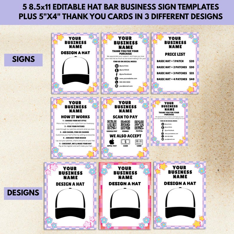 Trendy Trucker Hat Bar Canva Template | Editable Printable Design Your ...