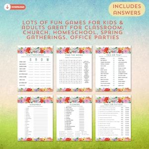 Spring Break Printable Games Mega Bundle With Answers | Flowers Emoji ...