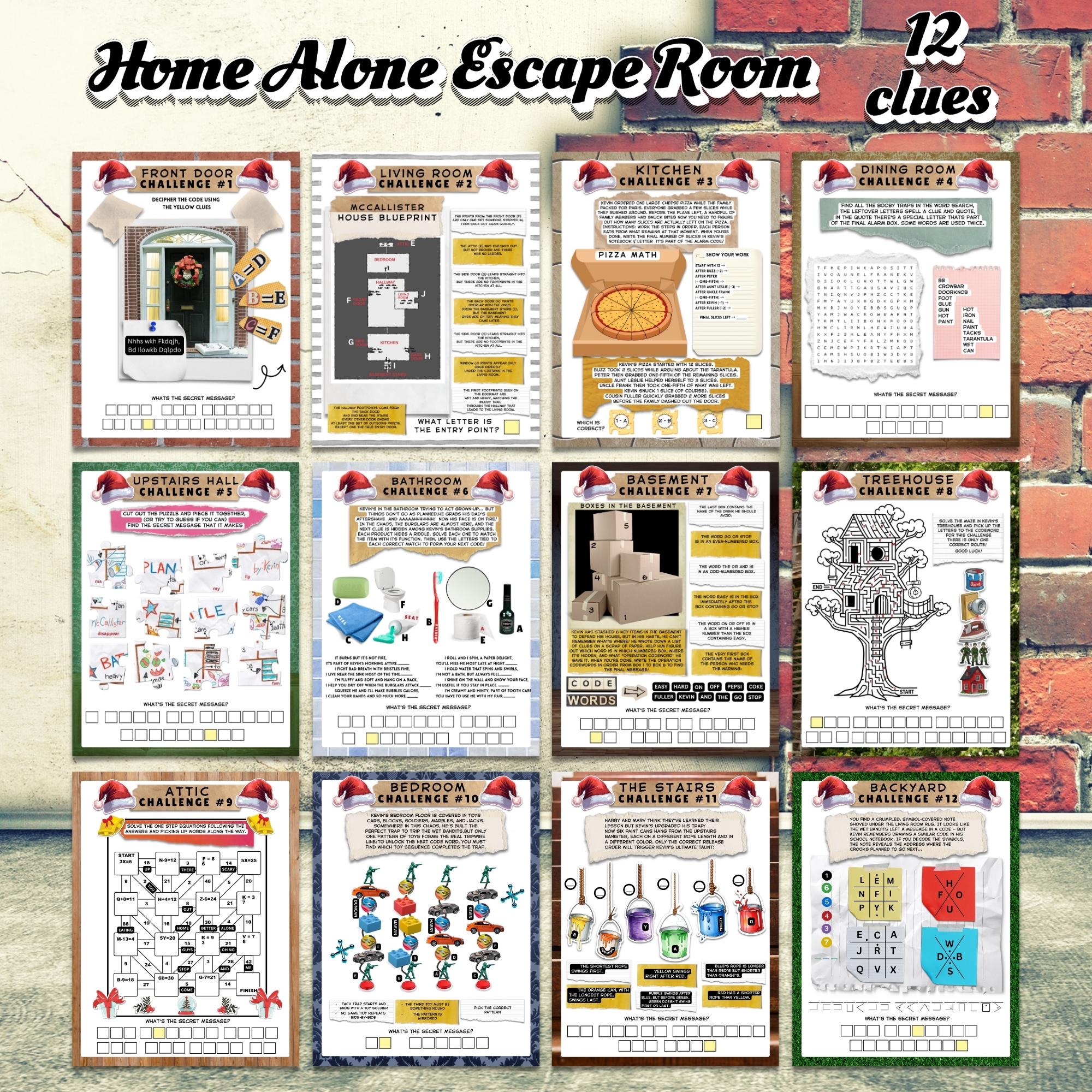 Home All Alone Escape Room Printable | Christmas Party Game | Holiday ...