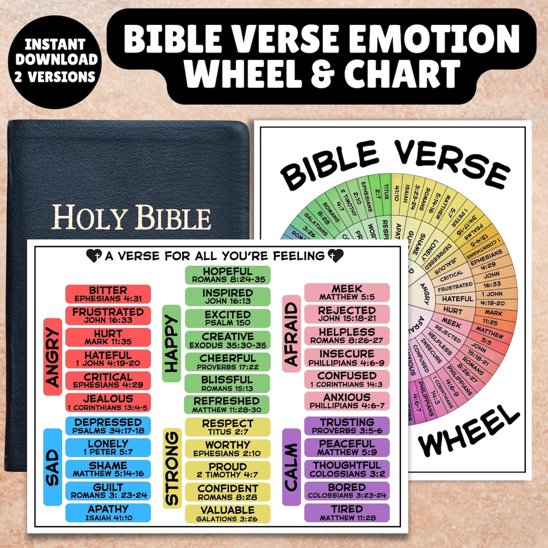 Bible Verse Feelings Chart Printable Emotions Wheel | Scripture Study ...
