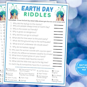 Printable Earth Day Fun Riddle Game | Classroom Work Seniors Activity ...