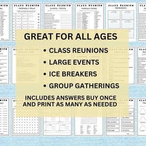 Printable Class Reunion Games | Editable Reunion Template Activities ...