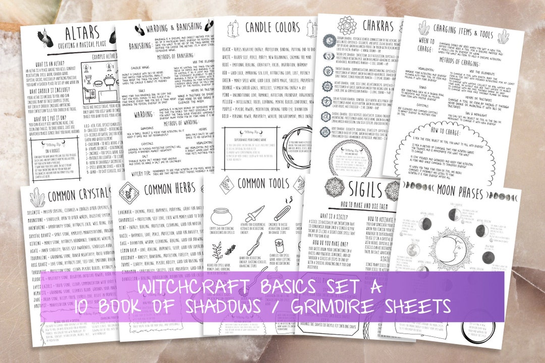 Witchcraft Basic Printable Grimoire Pages, Book of Shadows Pages, Moon ...