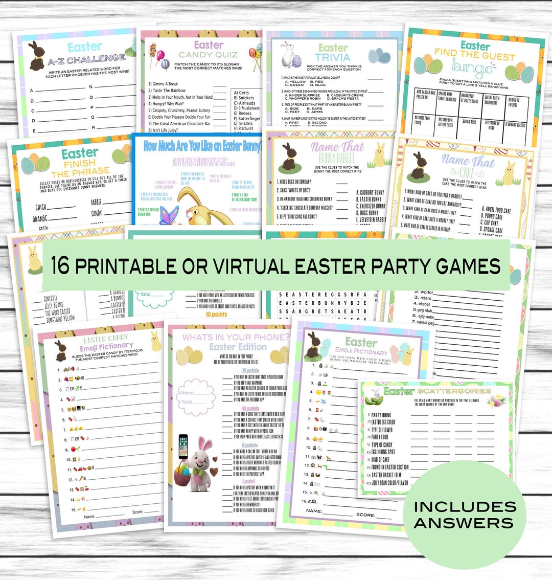 16 Easter Games, Spring Party Games, Trivia, Adults, Kids, Family Games ...