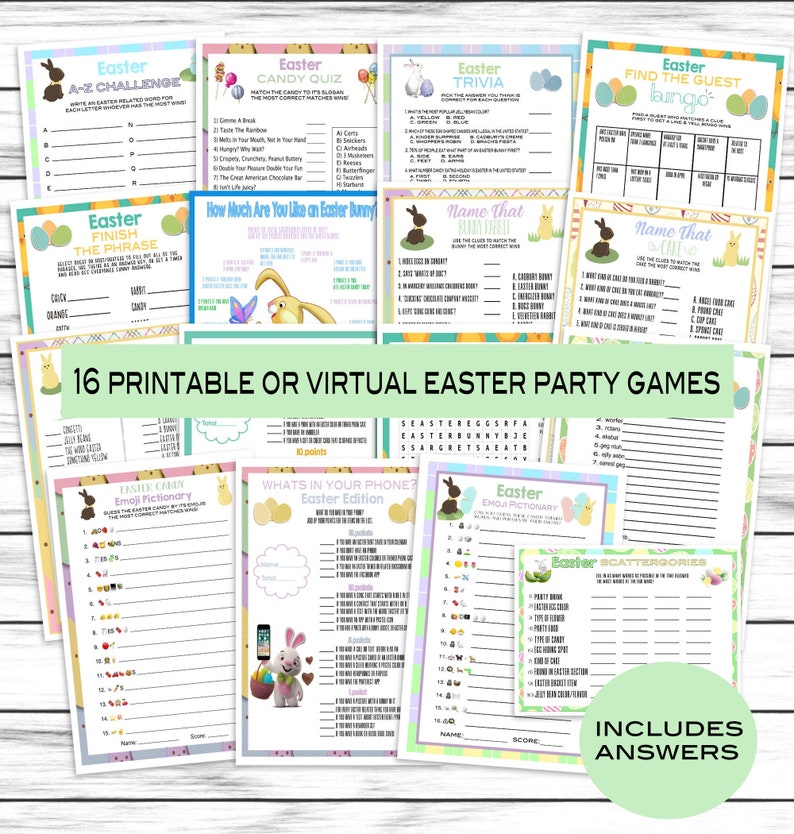 16 Easter Games Spring Party Games Trivia Adults Kids | Etsy