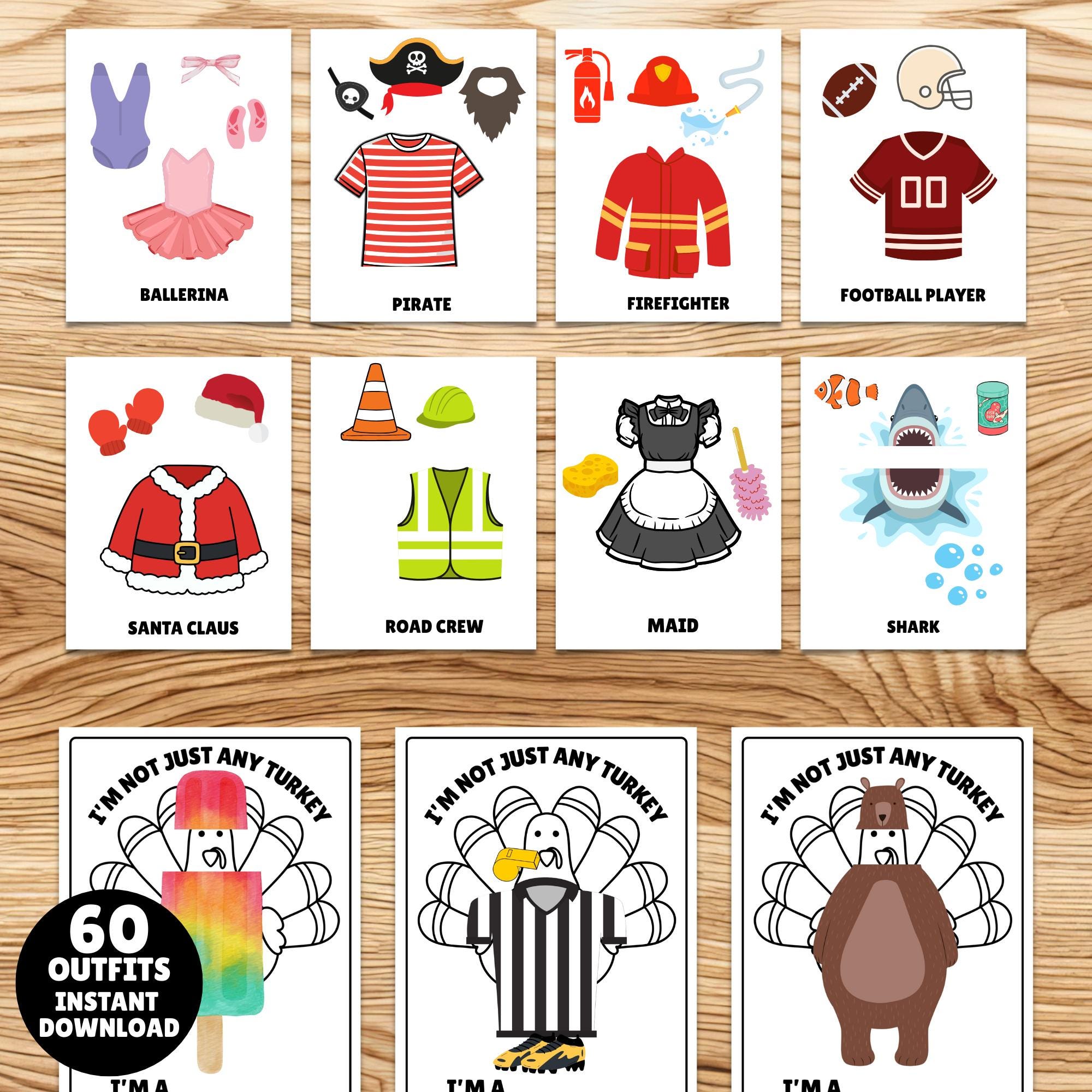 Disguise a Turkey Printable Kit | 65 Outfits | Thanksgiving Craft for ...
